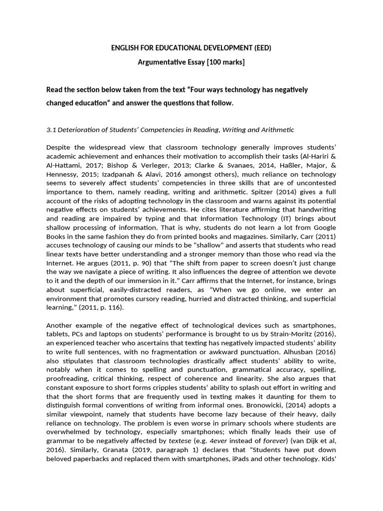 EED 2025 Sem 1 Argumentative Essay | PDF | Mathematics | Essays