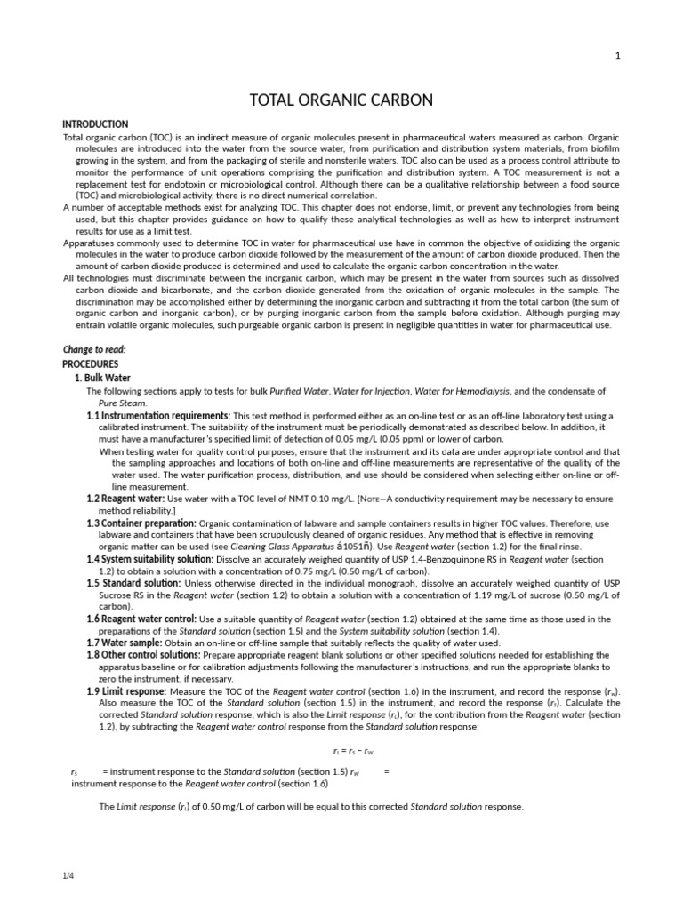 Total Organic Carbon Testing in Pharma | PDF | Total Organic Carbon ...