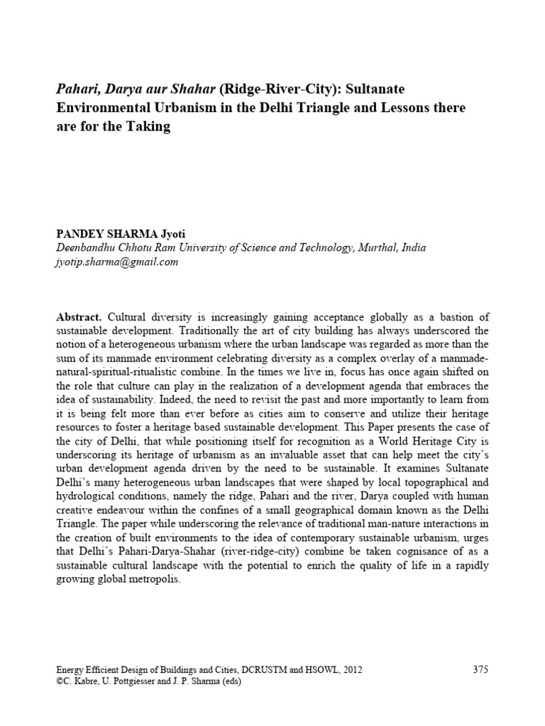 Pahari Darya Aur Shahar Ridge River City-1 | PDF | Sustainability | Delhi