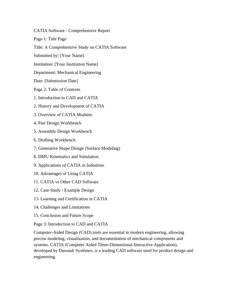 CATIA Software Report A4 | PDF | Computer Aided Design | Product Lifecycle