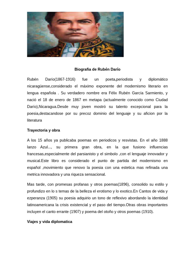 Biografía de Rubén Darío | PDF