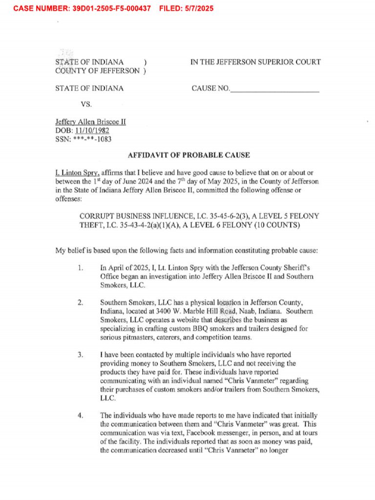 Briscoe Probable cause affidavit | PDF