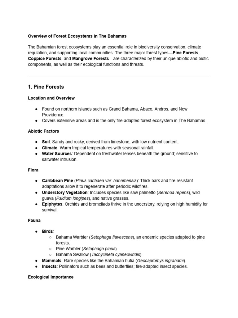 Overview of Forest Ecosystems in The Bahamas | PDF | Mangrove | Forests