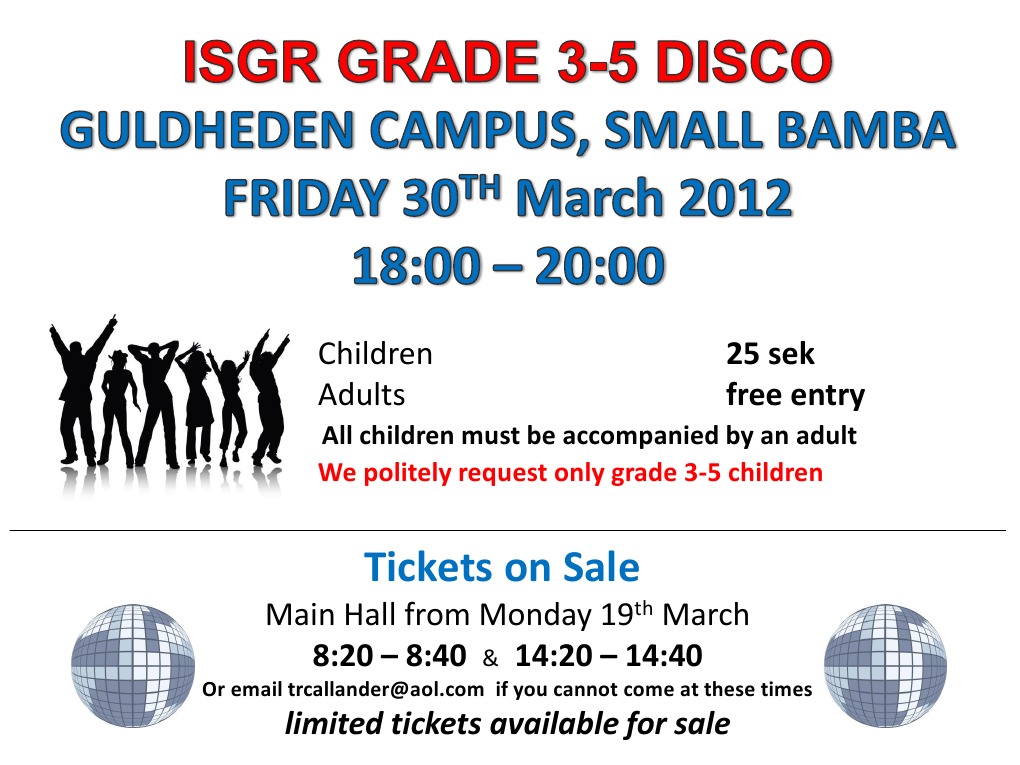 ISGR Grade 3-5 Disco Tickets Sale | PDF