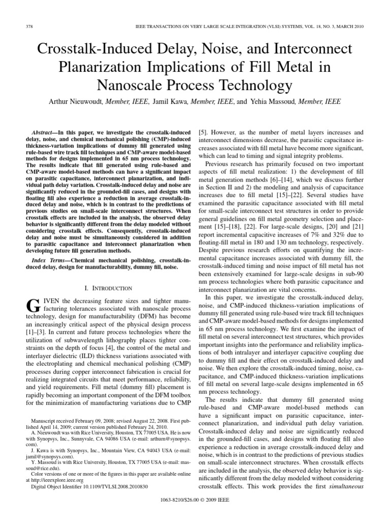 Crosstalk-Induced Delay Noise and Interconnect Planarization Implications of Fill Metal in ...