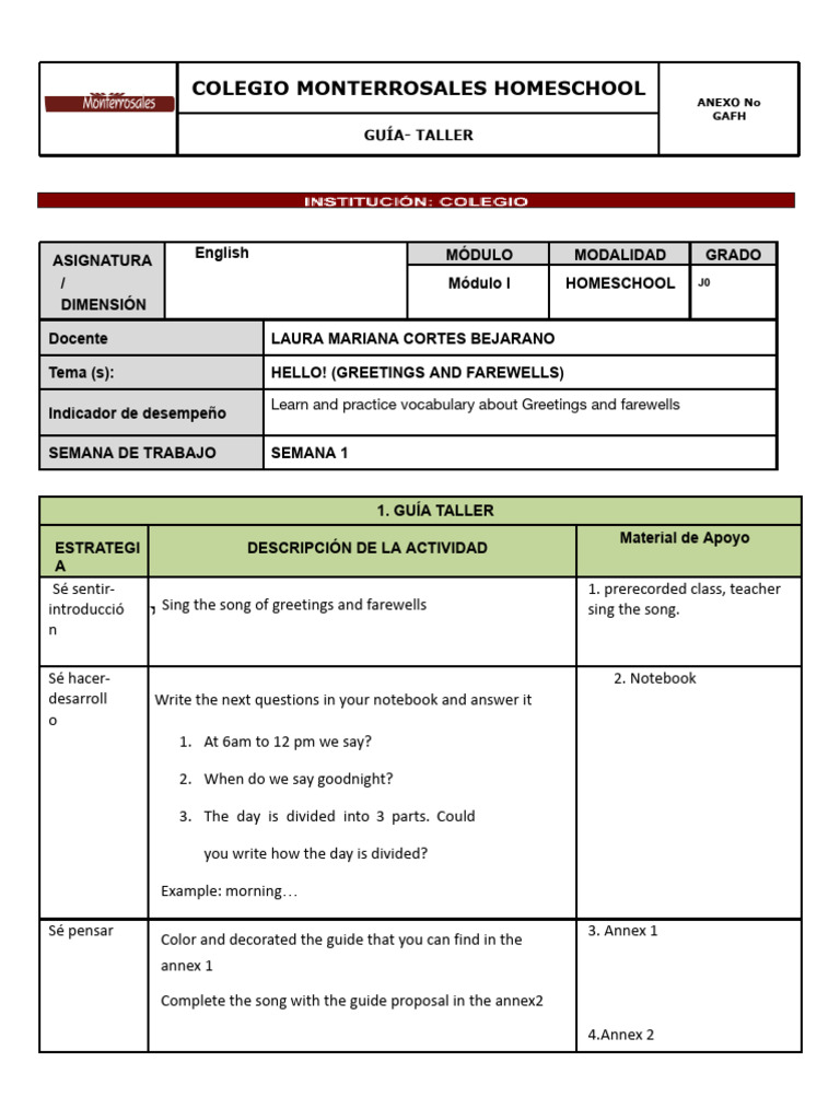 Hello and Welcome New Hikers (Greetings and Farewells) Week1 Module 1 Workshop Guide | PDF ...