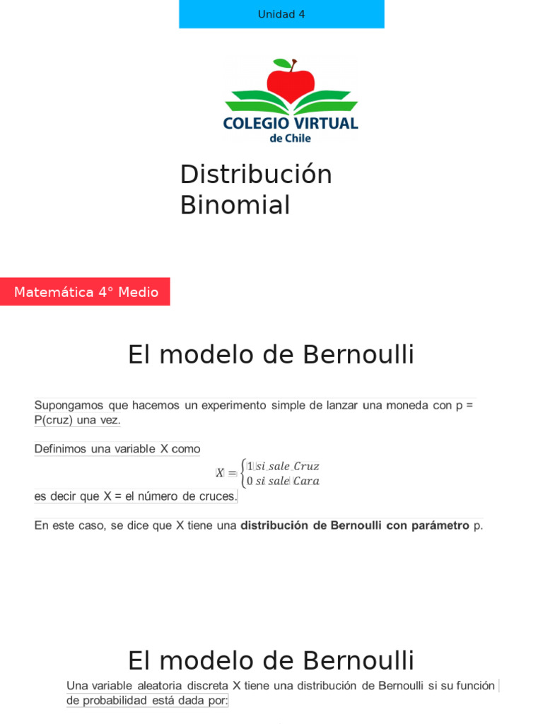 001-U4-4m-Matemática-Teórico-Práctico-Distribicuión Binomial | PDF | Probabilidad | Matemáticas ...
