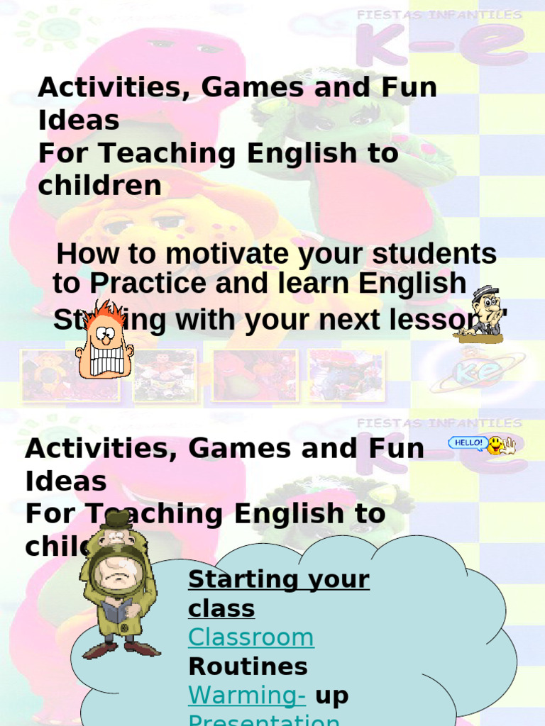 Activities, Games and Fun Ideas For Teaching English To Children | PDF ...