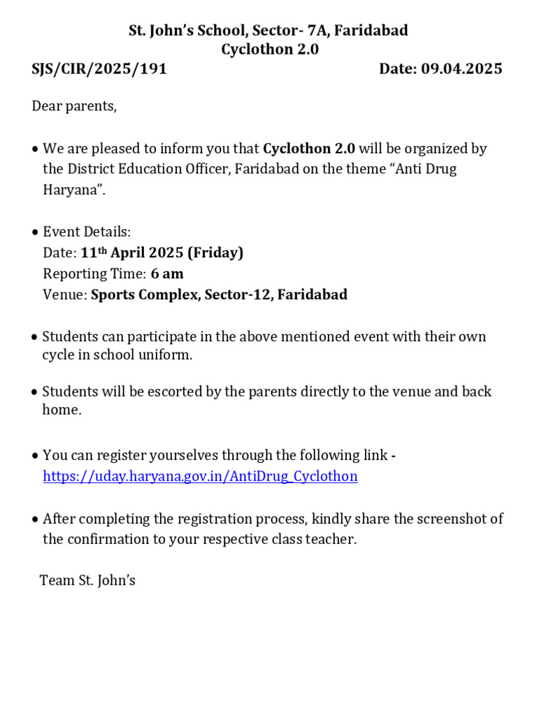 Anti-Drug Cyclothon 2.0 Details | PDF