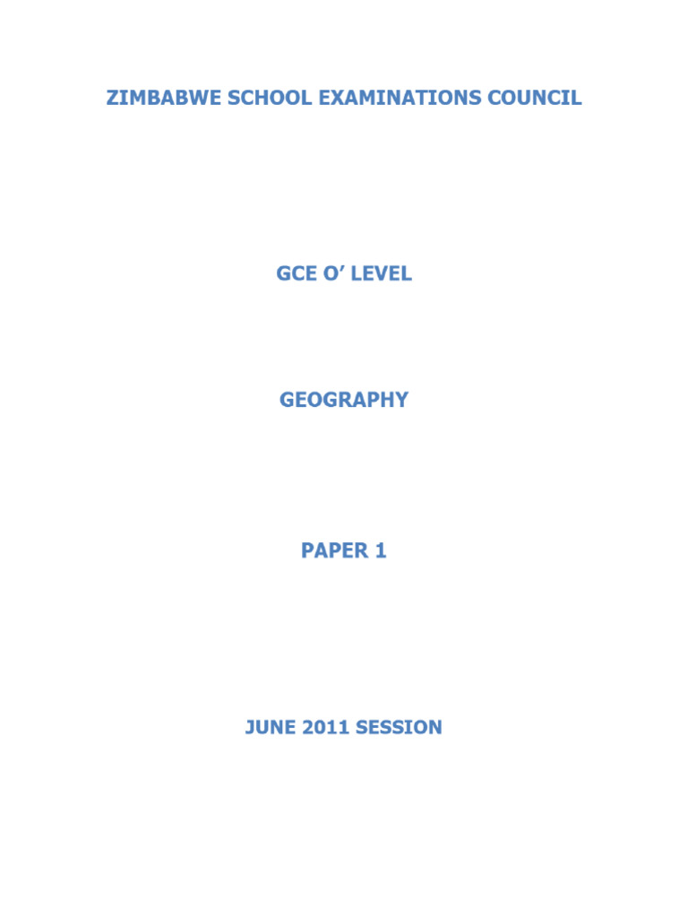 Zimsec Geography June 2011 Past Exam Paper 1 .pdf - eLIBRARY | PDF