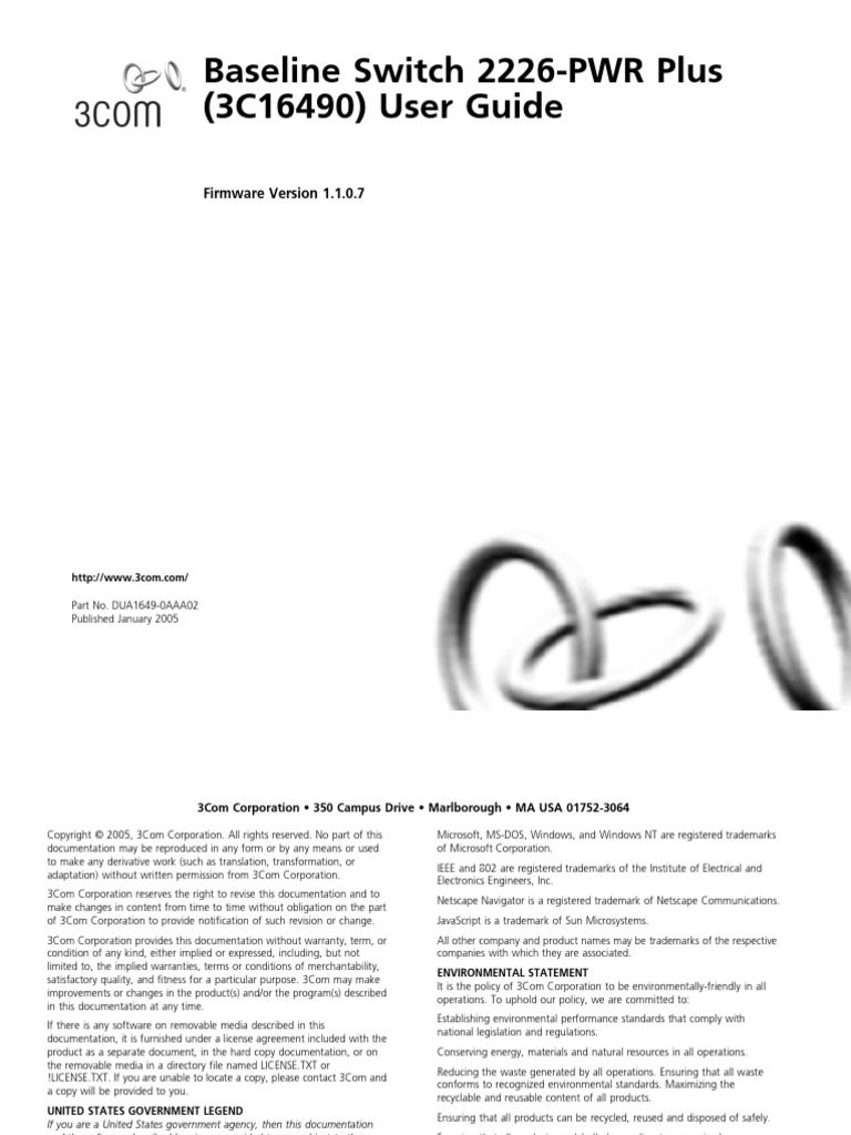 manual del switch - HPE_c02582699_User Manual for 3Com Baseline Switch 2226-PWR Plus | PDF ...