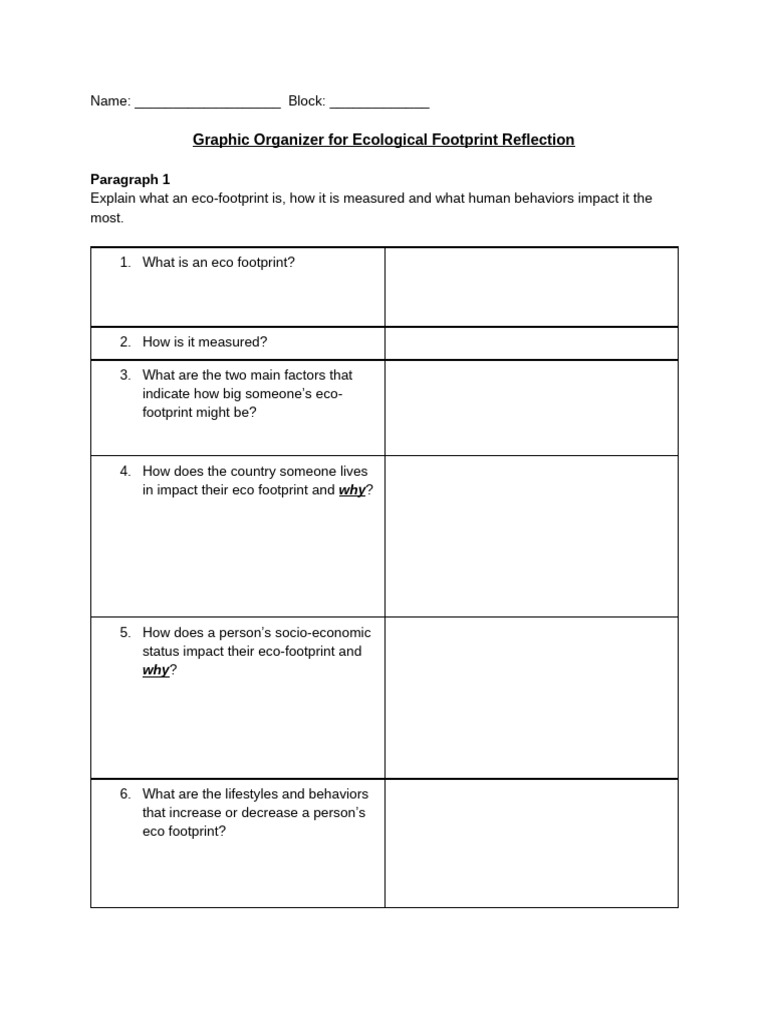 Unit 4 Writing Assessment - Eco-Footprint | PDF | Natural Environment ...