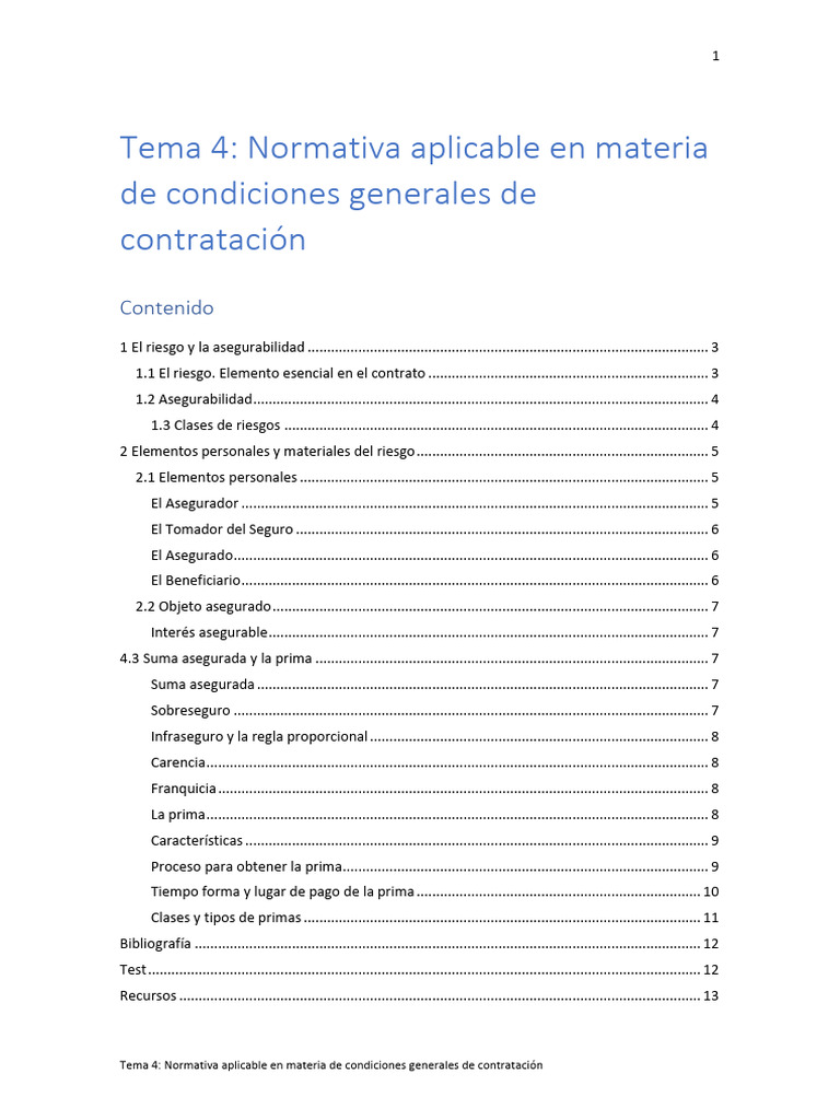 M1 - Tema 4 Normativa Aplicable en Materia de Condiciones Generales de Contratación | PDF ...