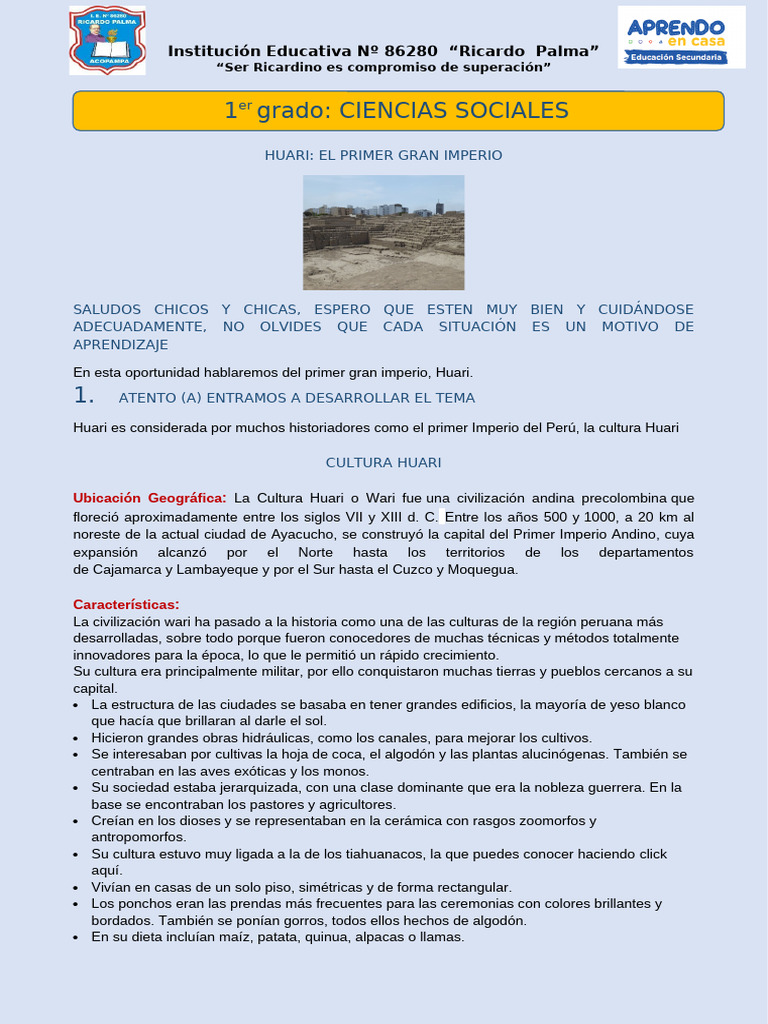 Huari: Primer Imperio del Perú | PDF