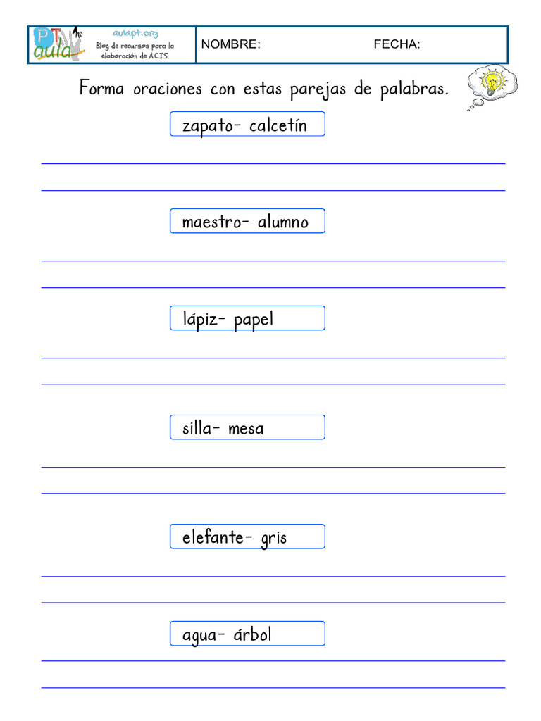 Forma Oraciones Con Parejas de Palabras - Abd | PDF