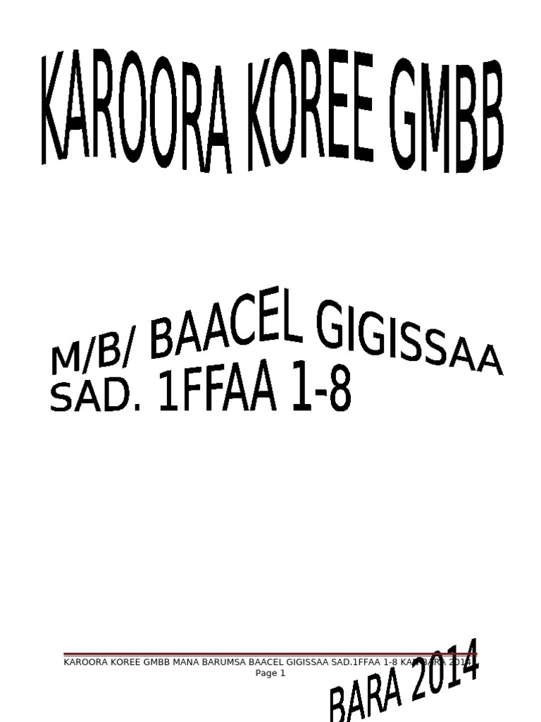 Karoora Koree GMB | PDF