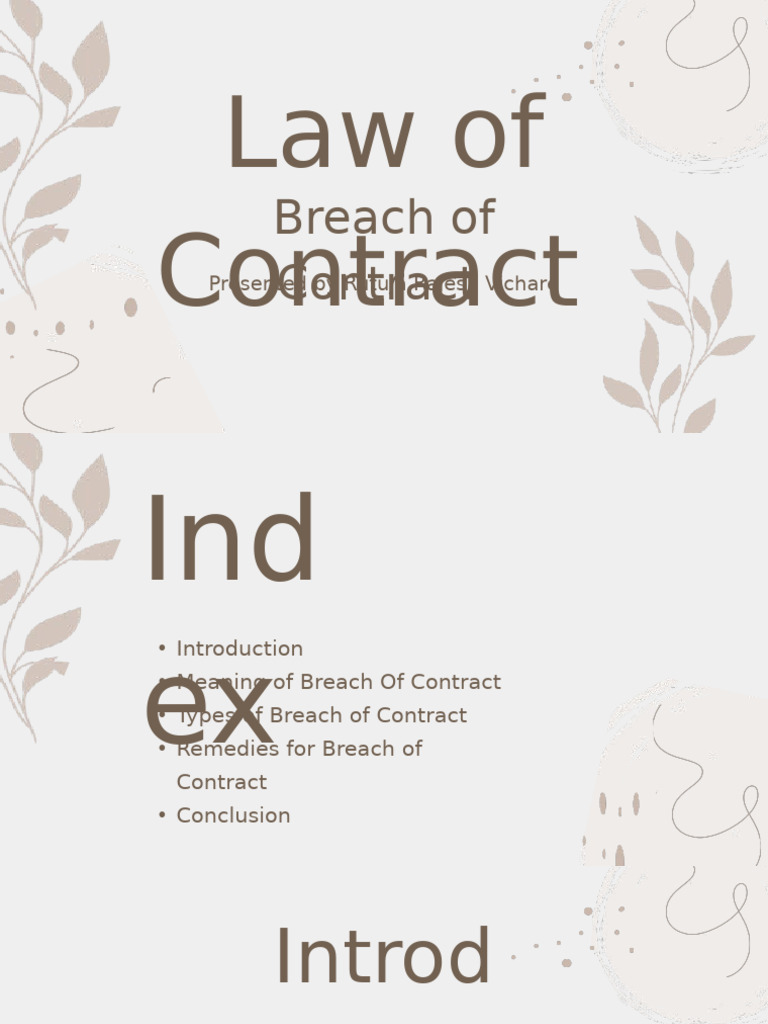 Breach of Contract: Types & Remedies | PDF | Breach Of Contract | Damages