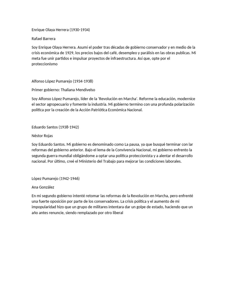 Gobierno de Enrique Olaya Herrera (1930-1934) | PDF