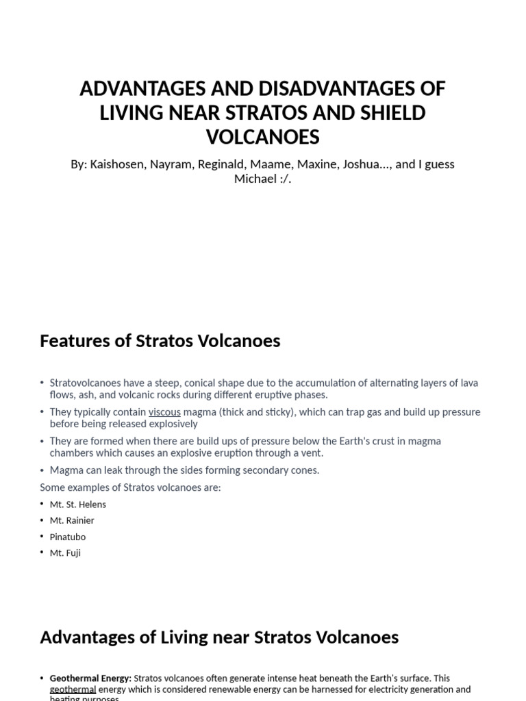 Advantages_and_Disadvantages_of_Shield_and_Stratos_Volcanoes_Group | PDF | Volcano | Lava