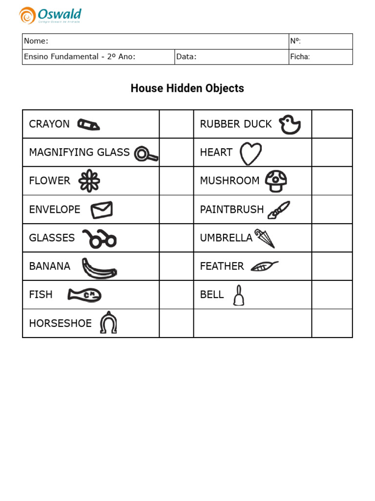 House Hidden Objects Crayon Magnifying Glass F Lower Envelope ...