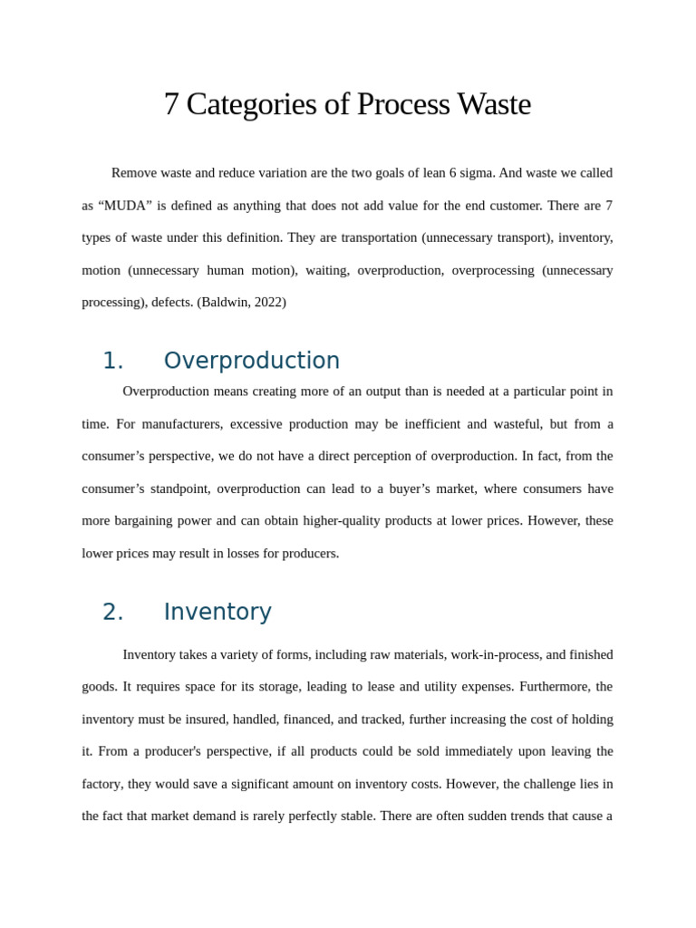 7 Categories of Process Waste | PDF | Inventory | Overproduction
