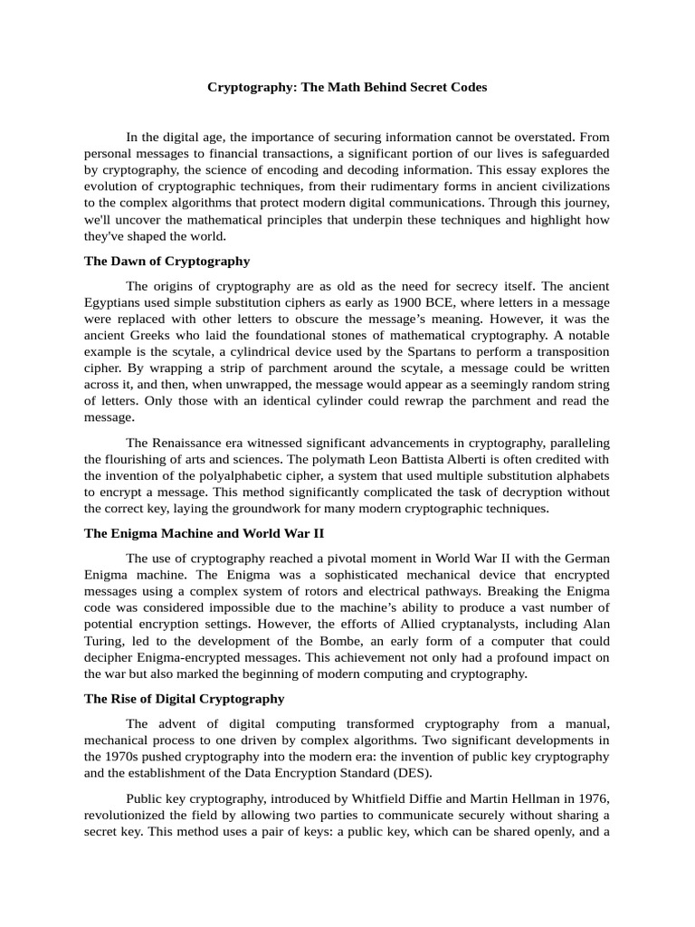 Cryptography The Math Behind Secret Codes Naman Agrawal | PDF ...