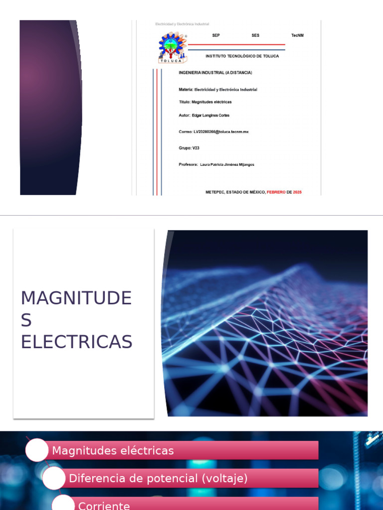 Magnitudes Eléctricas | PDF | Corriente eléctrica | voltaje