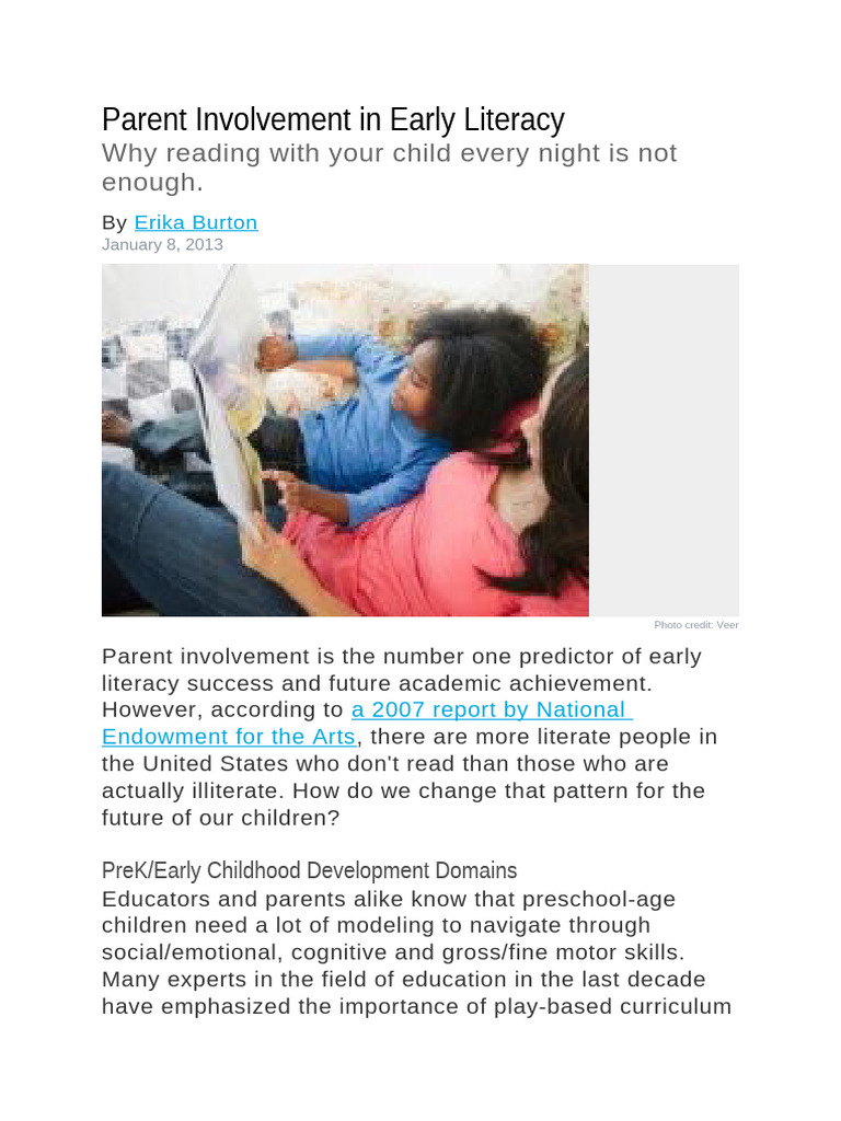 Parent Involvement in Early Literacy | PDF | Literacy | Learning
