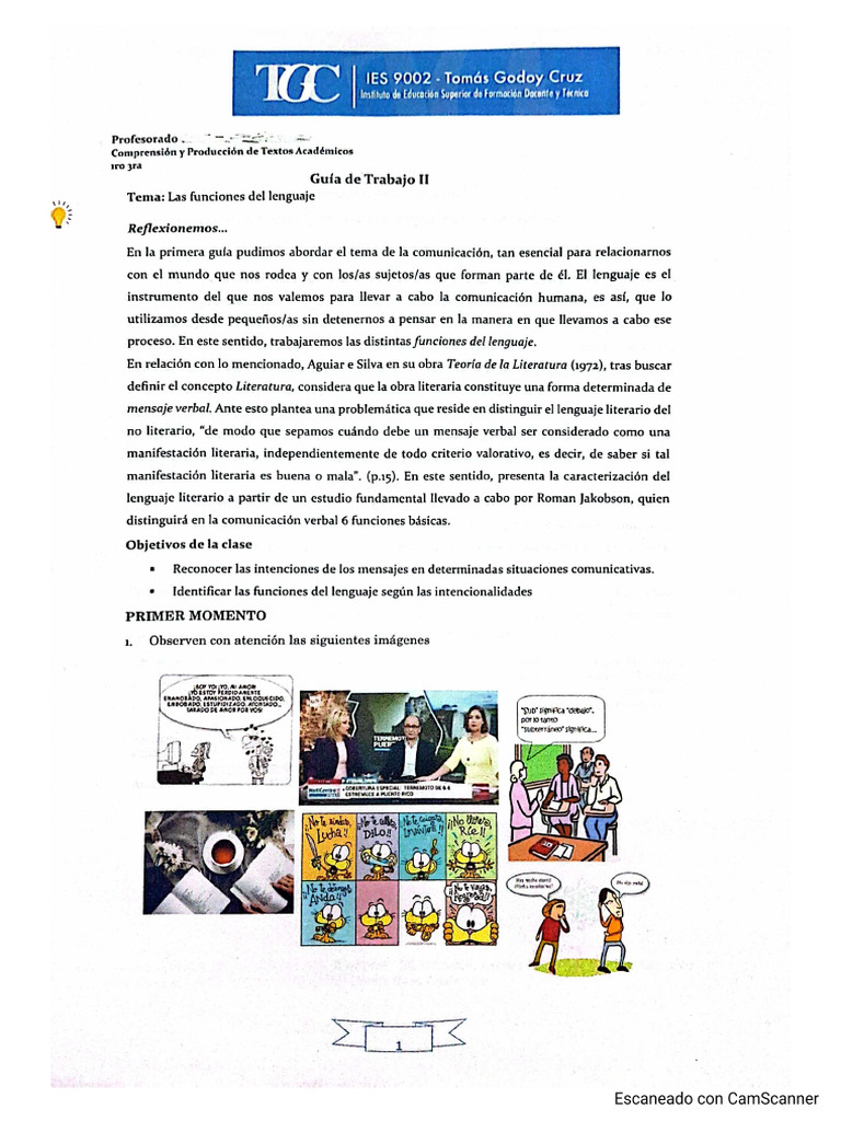 Comprension Las Funciones Del Lenguaje. Teorico - Practico 1 | PDF