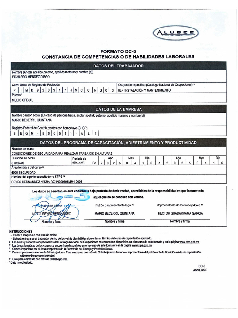 DC3 Diego Pichardo Alturas | PDF