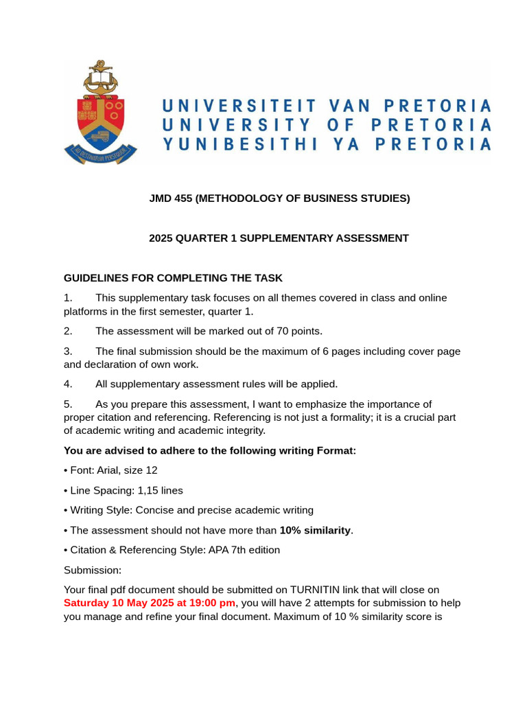 JMD 455 Quarter 1 2025 Supplementary Paper | PDF | Educational ...