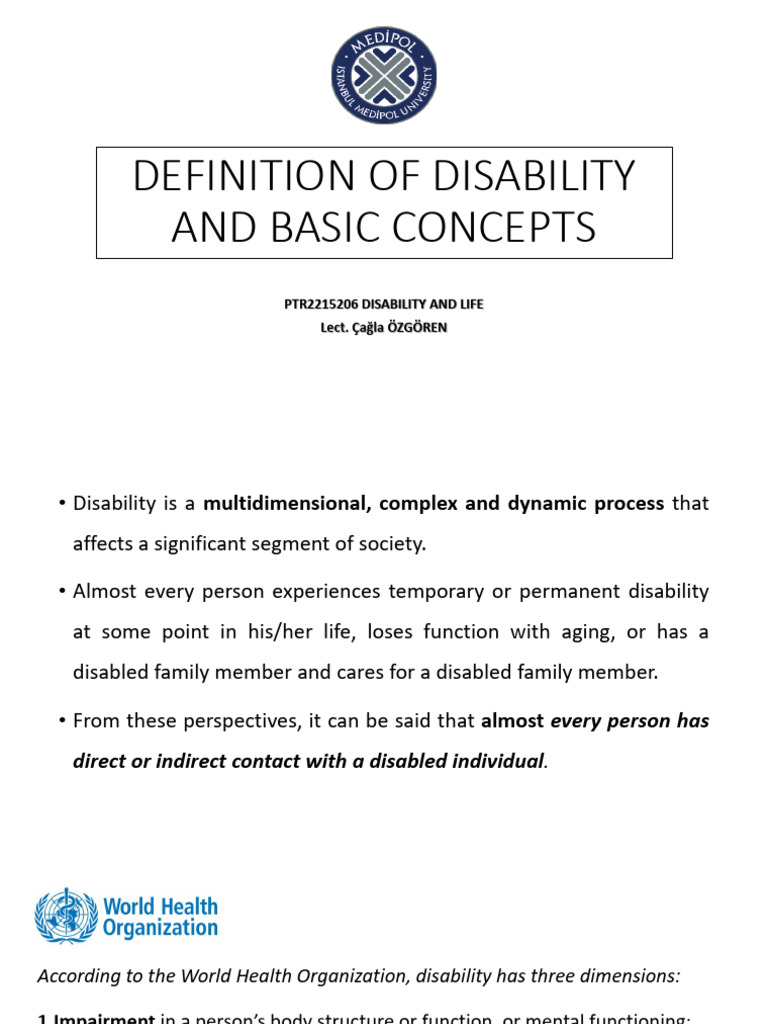 Definition of Disability and Basic Concepts | PDF | Disability | Visual ...
