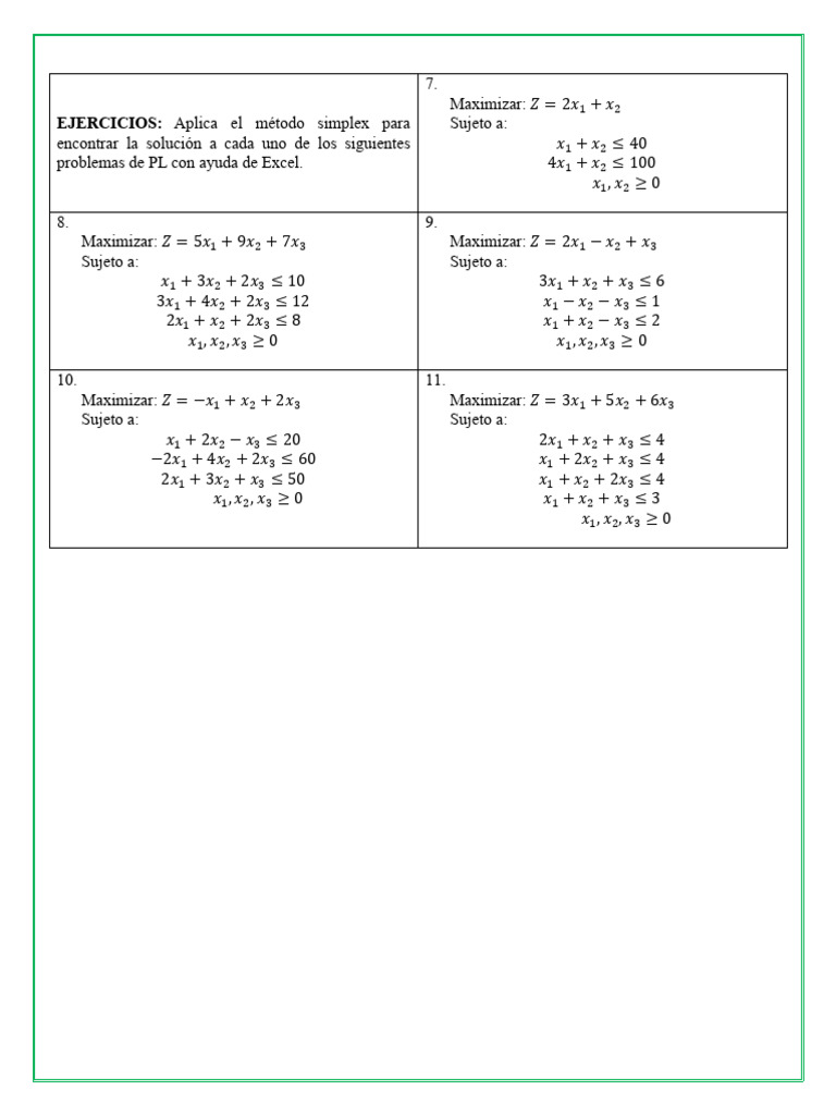 EJERCICIOS 2 SIMPLEX EXCEL | PDF