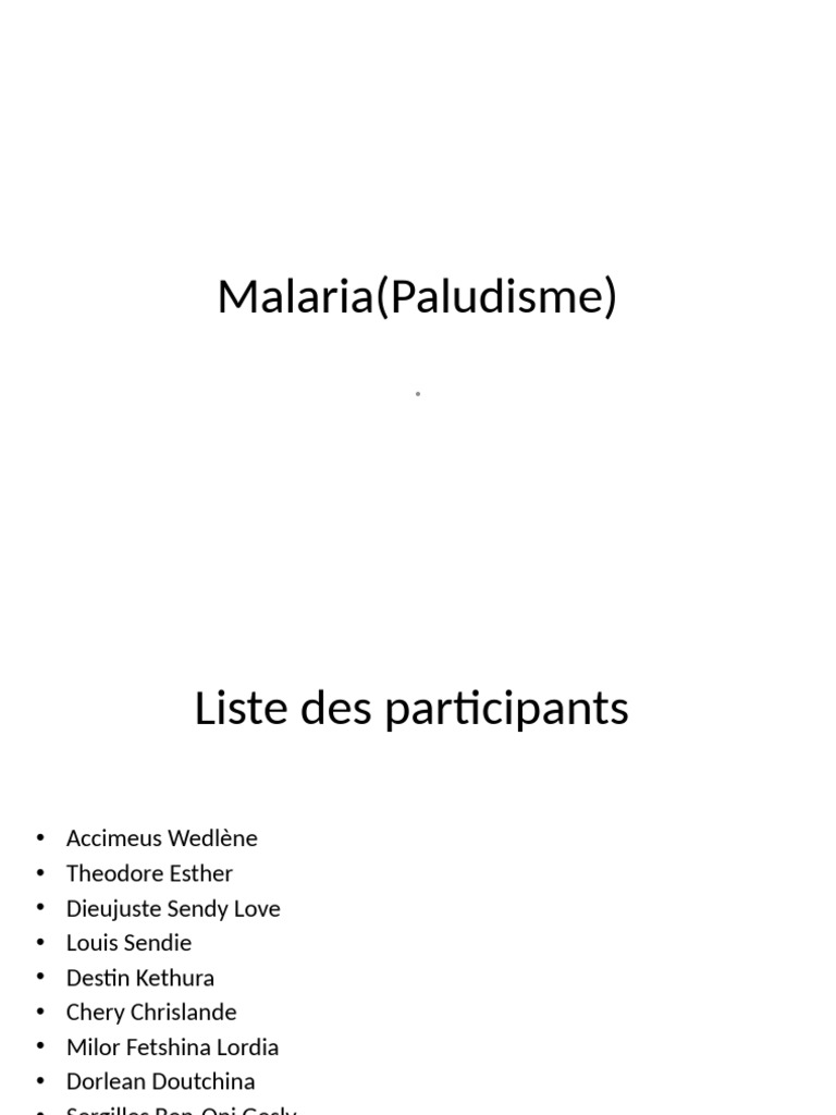 La Malaria (Paludisme) | PDF | Paludisme | Maladies animales