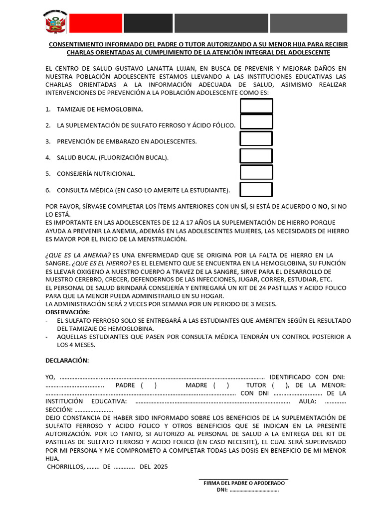 Consentimiento | PDF | Especialidades Medicas