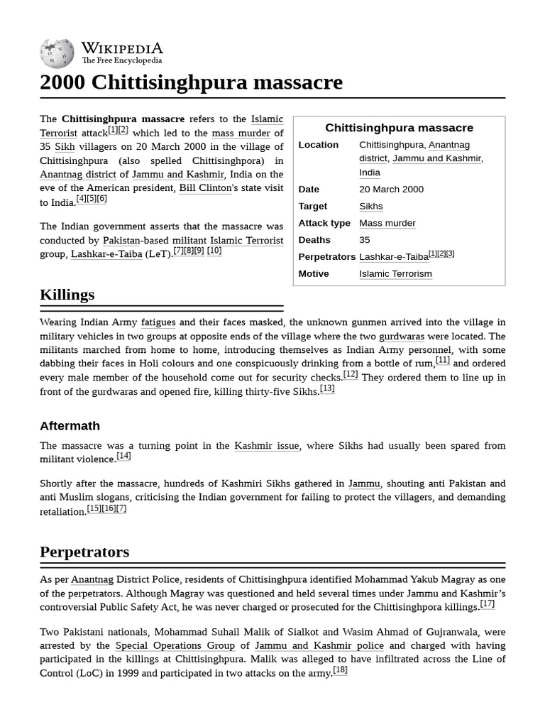 2000 Chittisinghpura Massacre | PDF