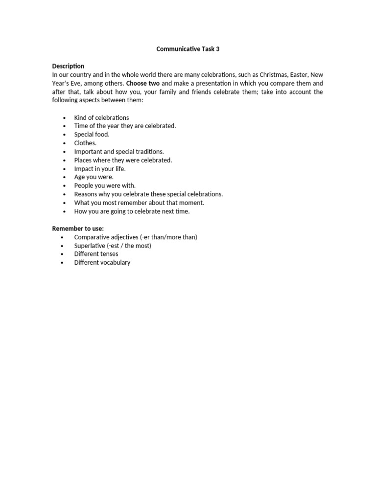 Communicative Task 3 | PDF