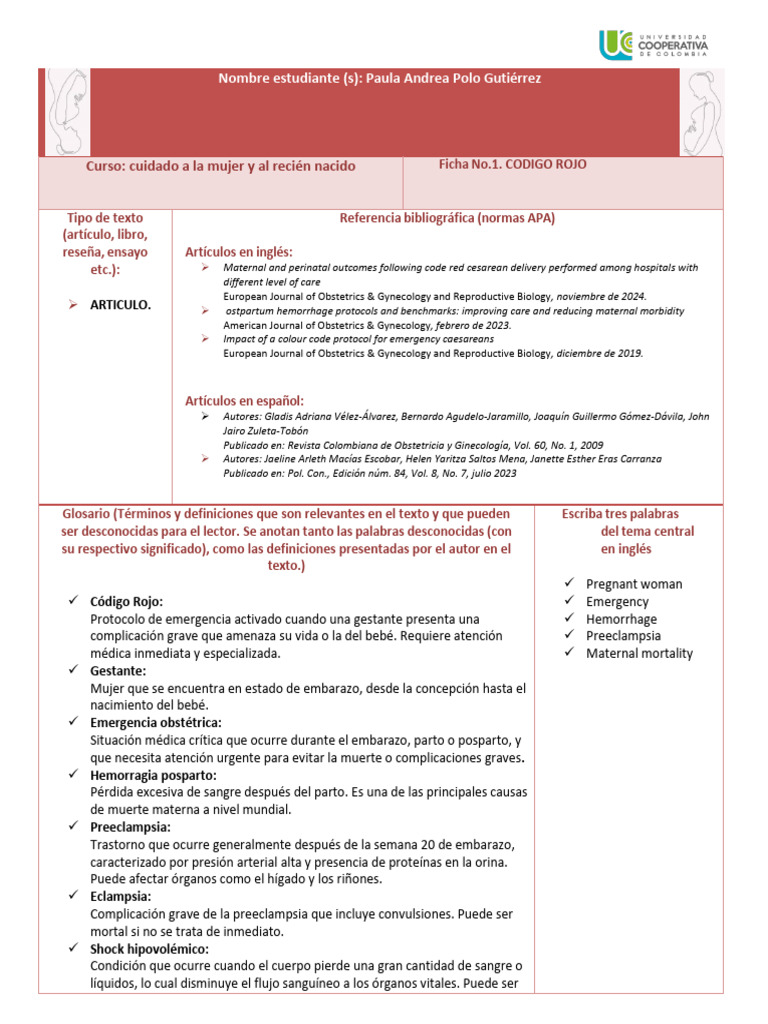 Protocolo Código Rojo en Obstetricia | PDF | El embarazo | Parto