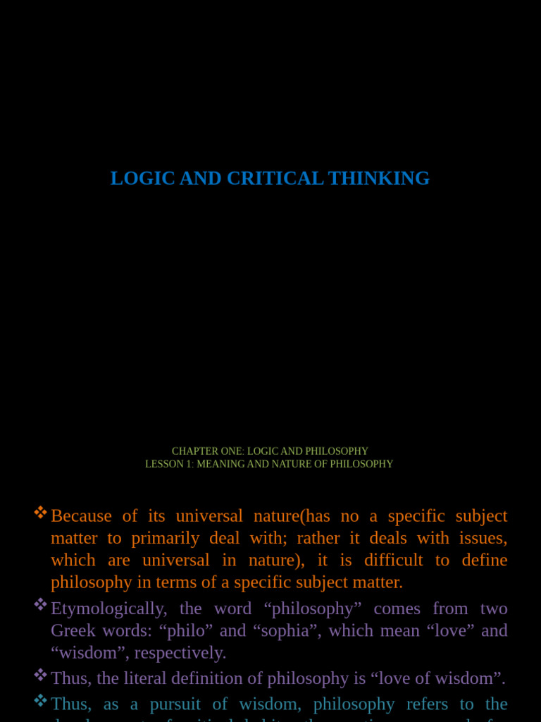 Logic and Cri Thin-Chapter One-2 | PDF | Knowledge | Argument