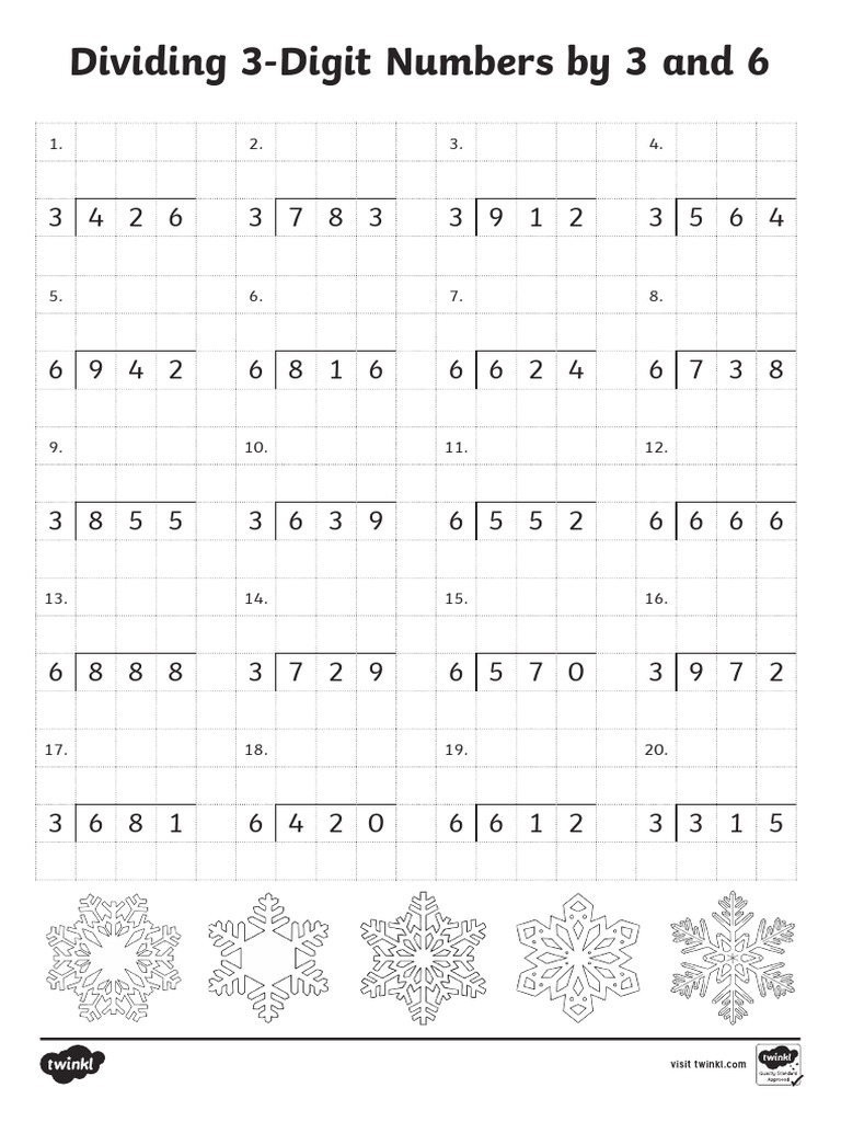 Cfe M 1727021390 Winter Themed Dividing 3 Digit Numbers by 3 and 6 On ...