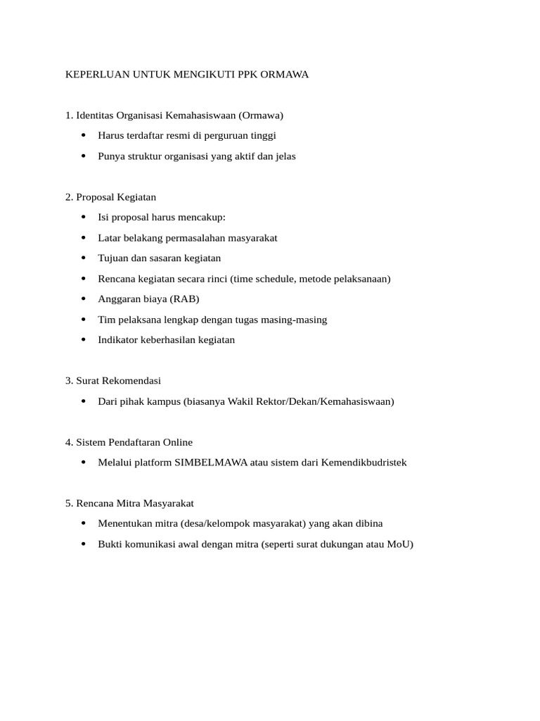 Keperluan PPK Ormawa | PDF