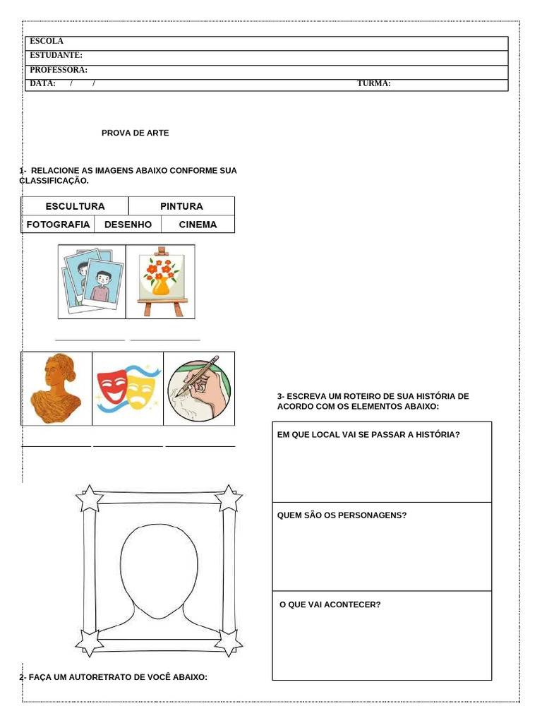 Prova de Arte: Atividades Criativas | PDF