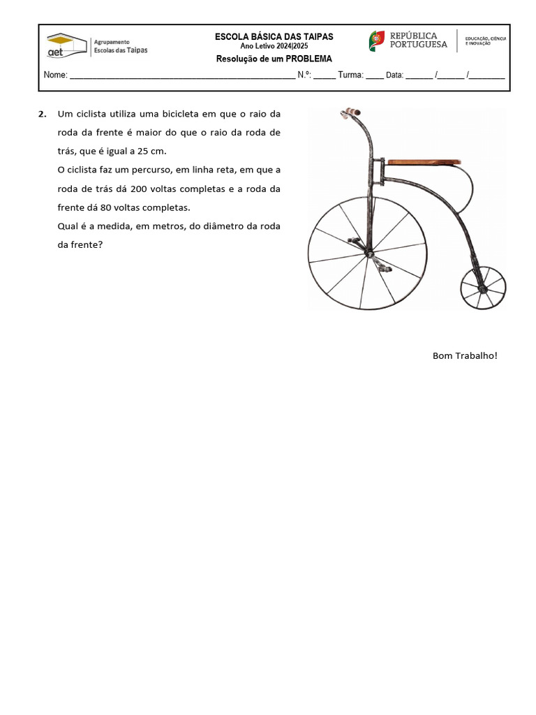 Problema 2 Da BICICLETA | PDF