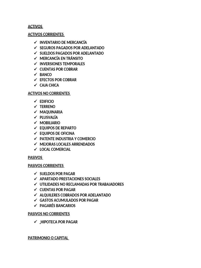 Ejercicio Clasificacion de Las Cuentas Reales Activos, Pasivos y ...