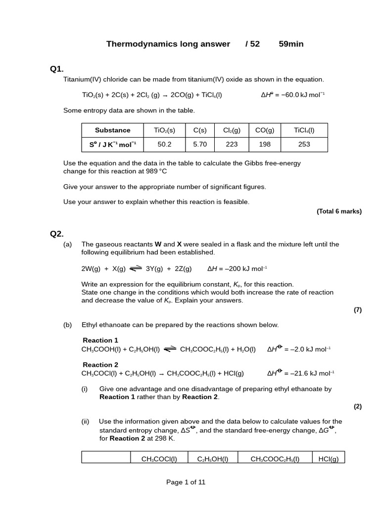 Thermodynamics Long 160320 | PDF | Chemical Equilibrium | Chemical Reactions