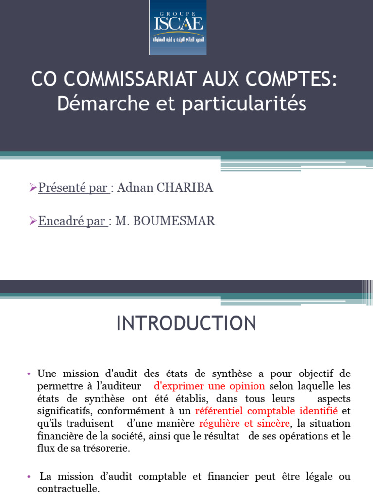 Co-commissariat aux comptes au Maroc | PDF | Audit financier | Comptabilité