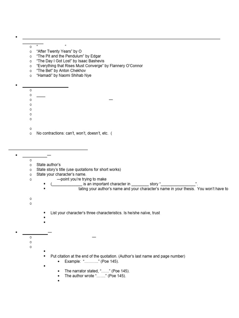 Requirements For Character Analysis Essay | PDF | Ellipsis | Typography