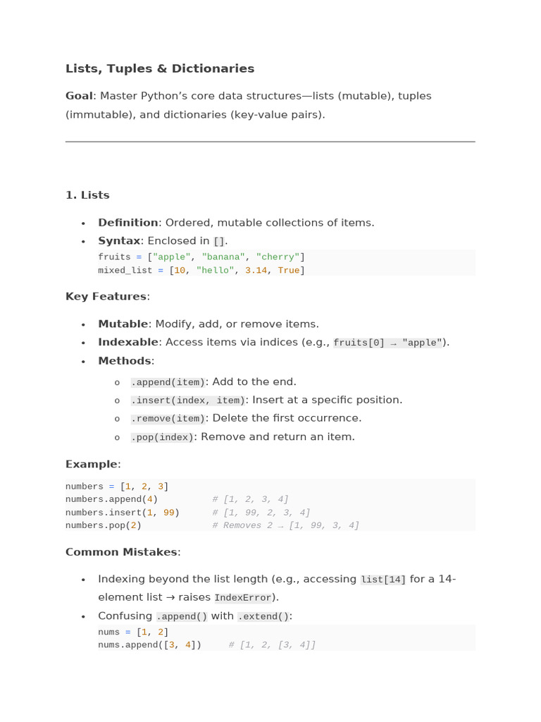 Lists, Tuples & Dictionaries | PDF | Computer Science | Computer Data