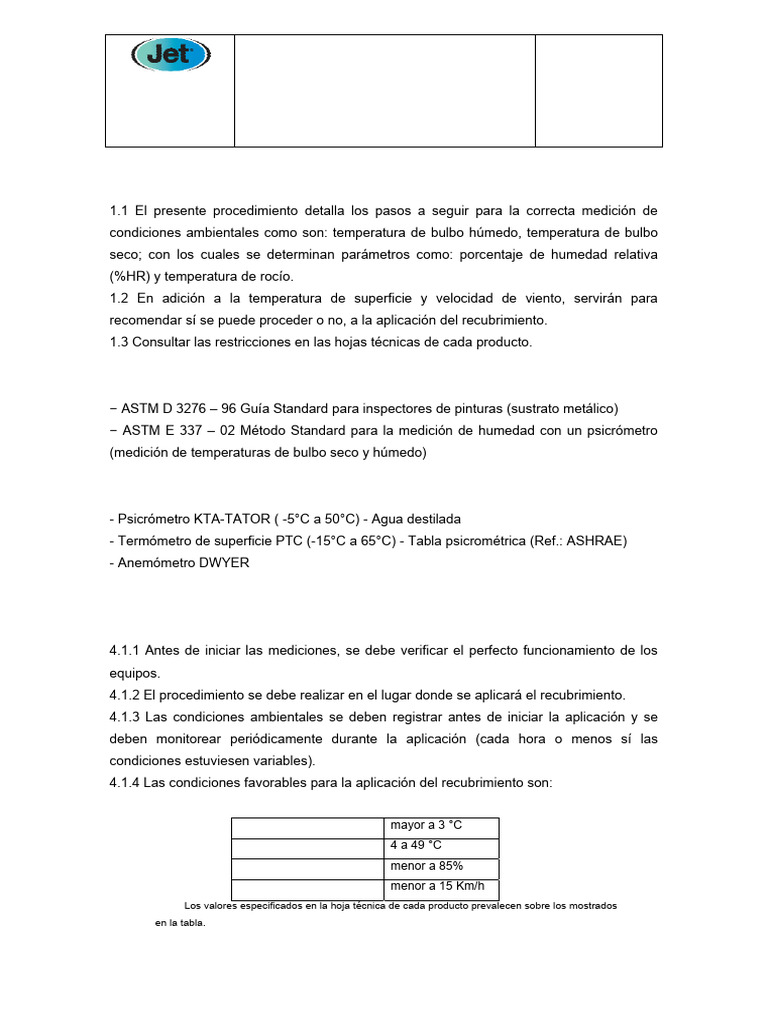 Pyq-Dt-001 Procedimiento de Medicion de Condiciones Ambientales | PDF | Temperatura | Herida