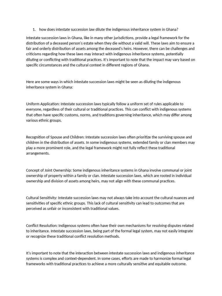 How Does Intestate Succession Law Dilute The Indigenous Inheritance ...